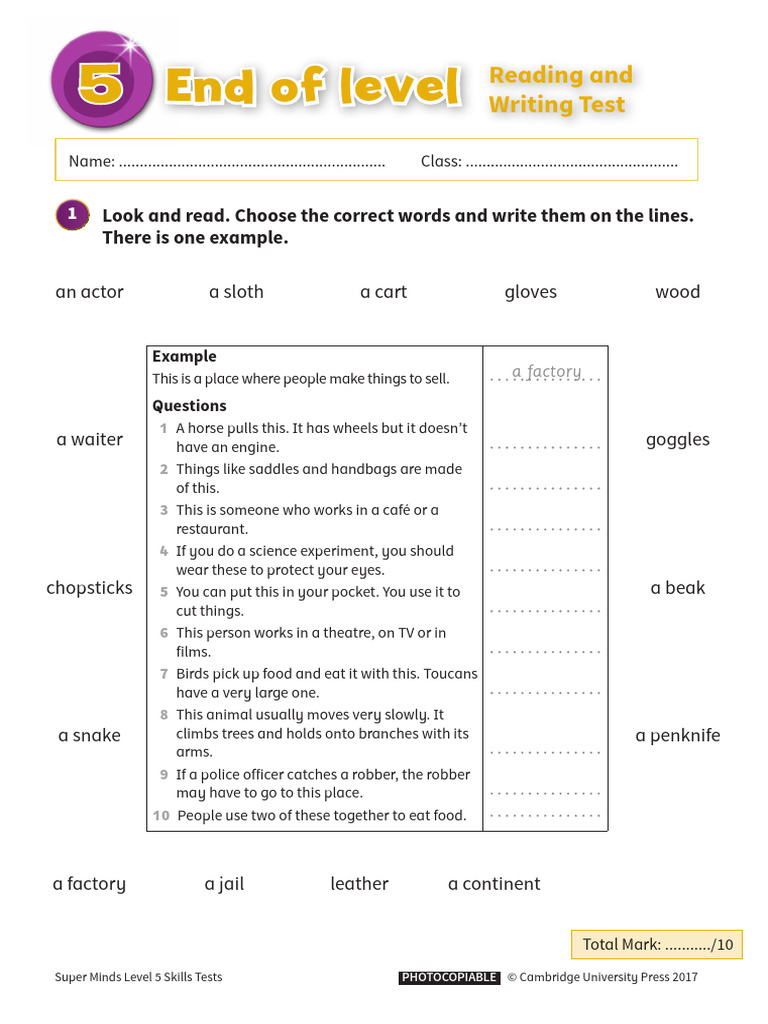 Level 5 - End of Level Reading & Writing | PDF