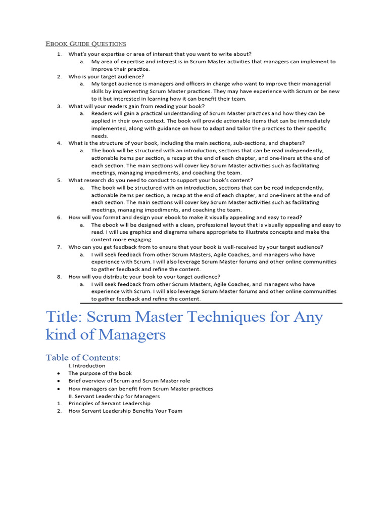 Scrum Master Techniques for Any Kind of Managers - WIP | PDF | Scrum (Software Development ...