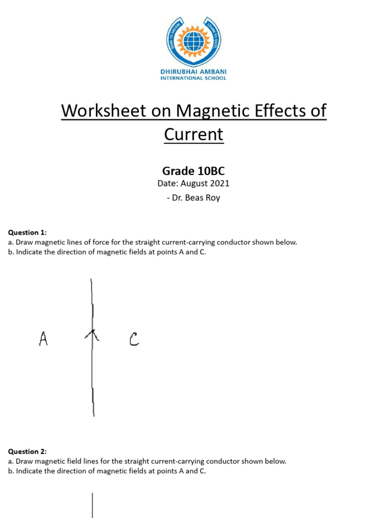Magnetic Effects of Current Worksheet | PDF