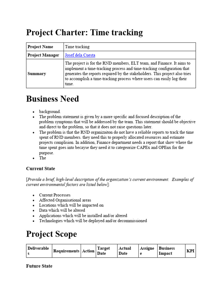 Project Charter Template | PDF | Project Management | Business