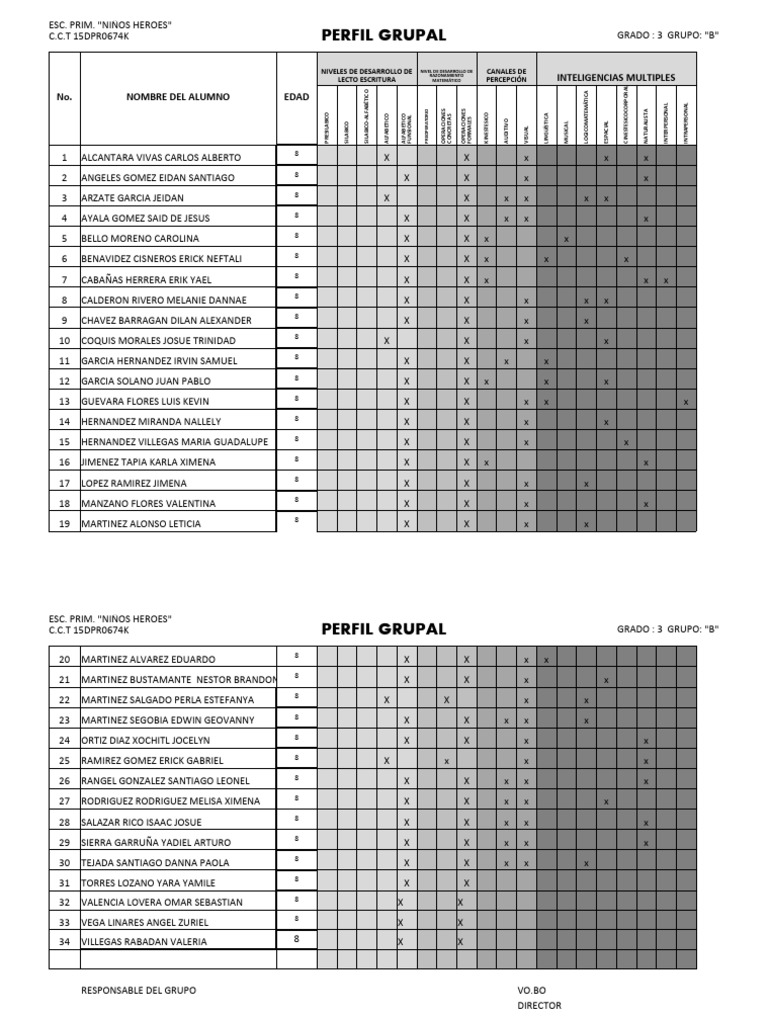 Perfil Grupal 3 B° Niños | PDF