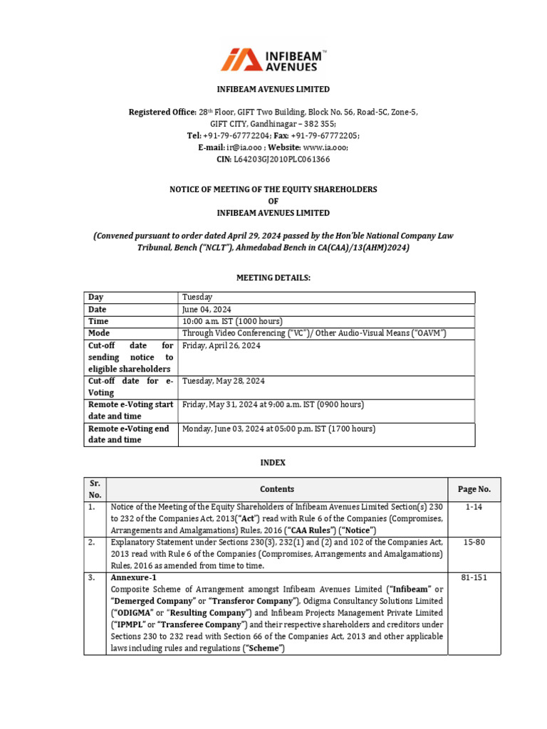 Infibeam - Notice of Equity Shareholders | PDF | Login | Proxy Voting