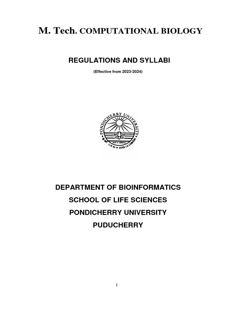 Syllabus M.tech Computational Biology 2023 2024 | PDF | Bioinformatics | Sequence Alignment