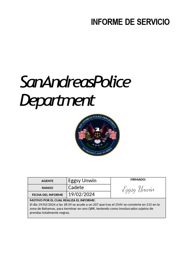 Informe Eggsy Unwin | PDF | Accion legal | Servicios de emergencia