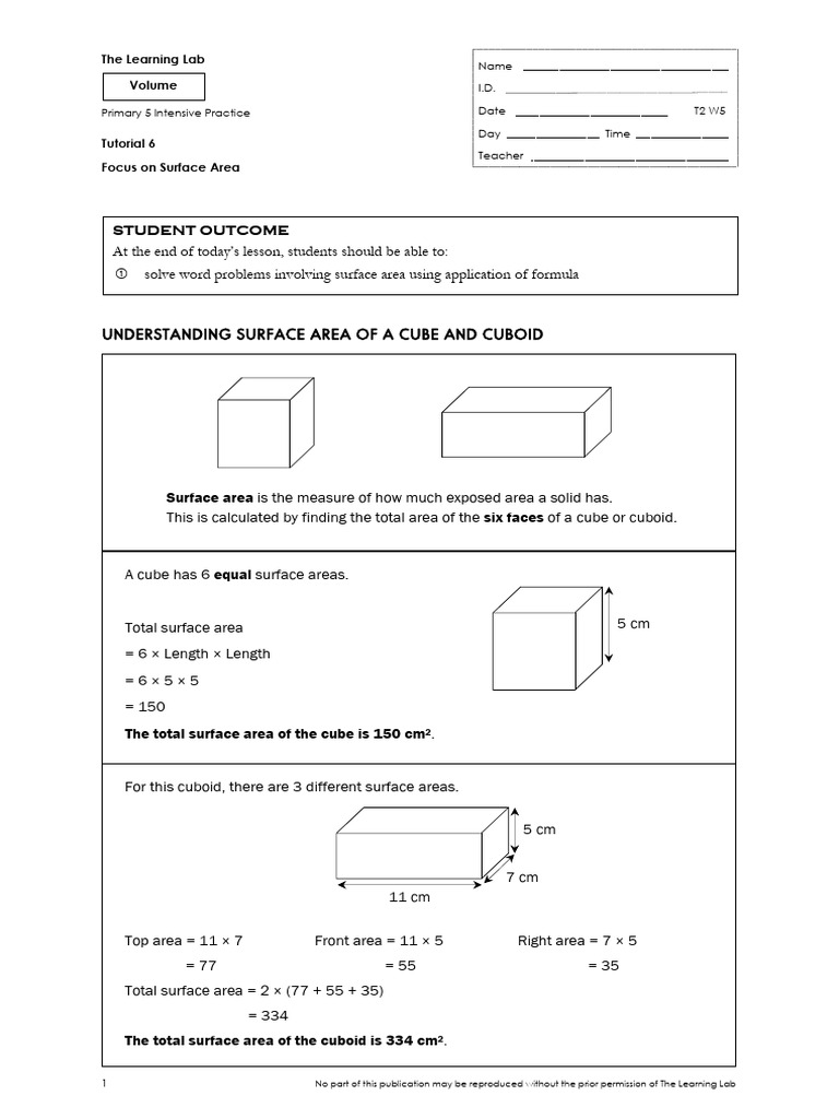 2020 - T2W5 - P5 - Volume - TU 6 - S - v1.0 | PDF | Area | Volume