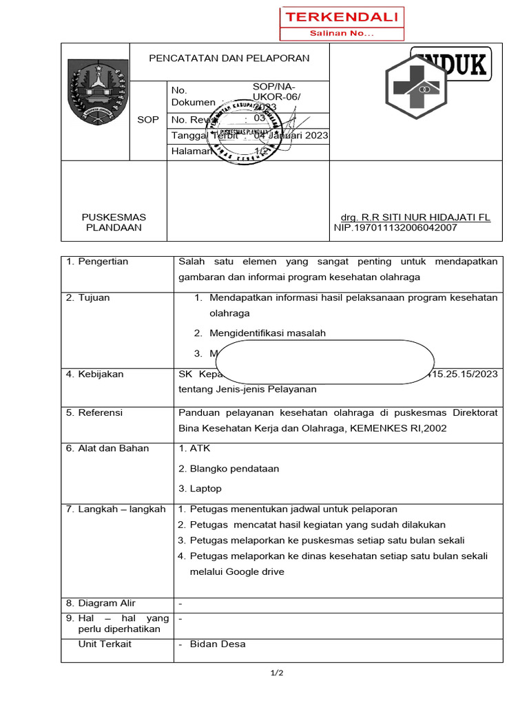 SOP Pencatatan Program Kesehatan Olahraga | PDF | Bisnis | Pengelolaan ...