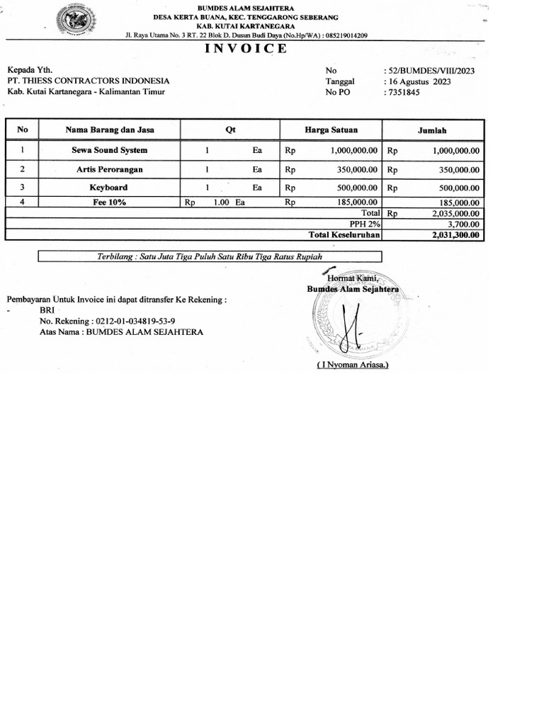 Invoice Op 7351842-Sewa Sound | PDF | Bankruptcy | Contractual Term