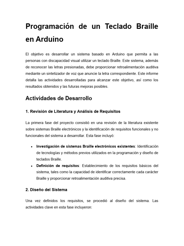 Programación de un Teclado Braille en Arduino | PDF | Arduino ... Programación de un Teclado Braille en Arduino | PDF | Arduino ...