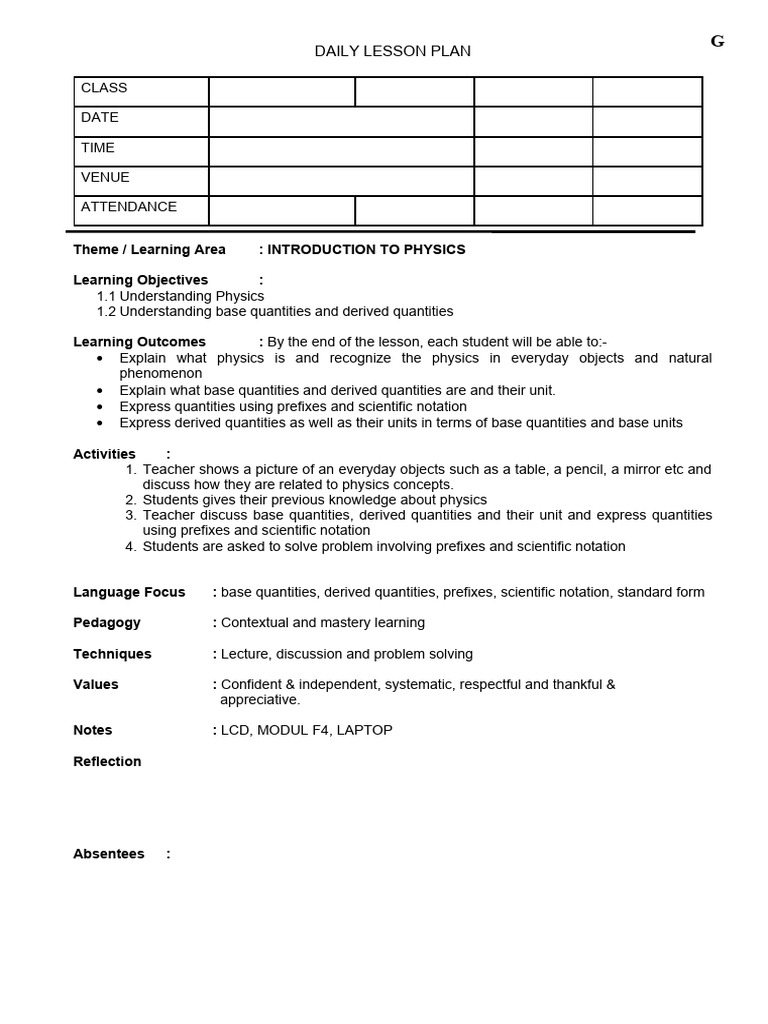 Form 4 Daily Lesson Plan Download Free PDF Constructivism