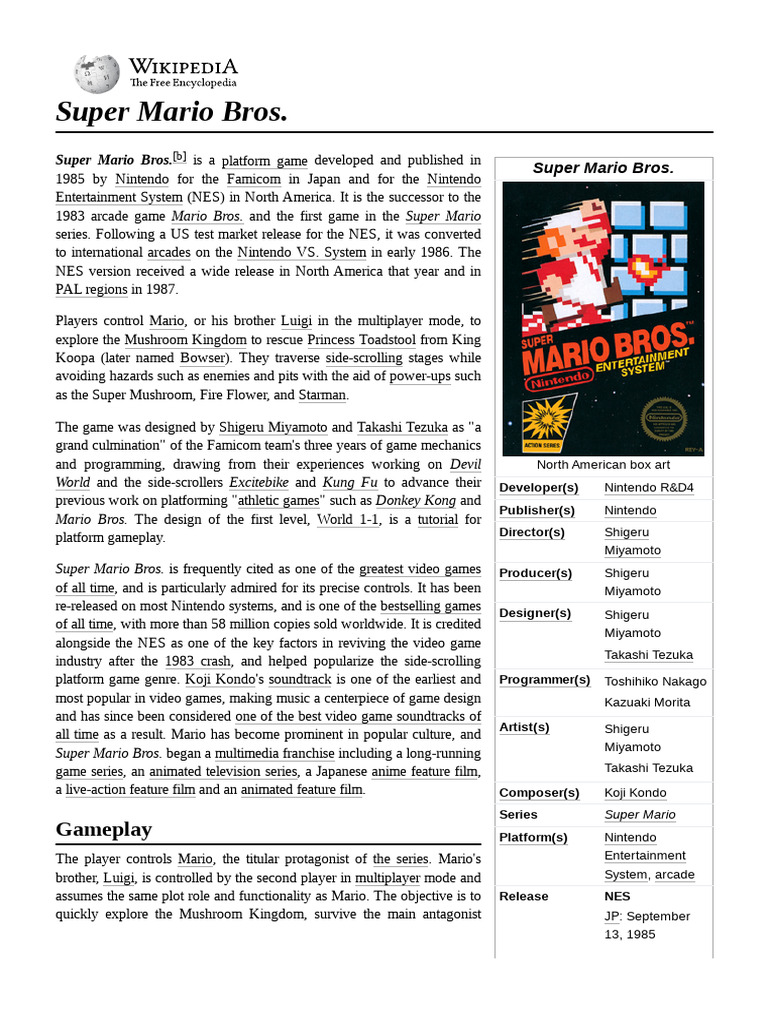 Super Mario Bros. | PDF | Mario | Nintendo