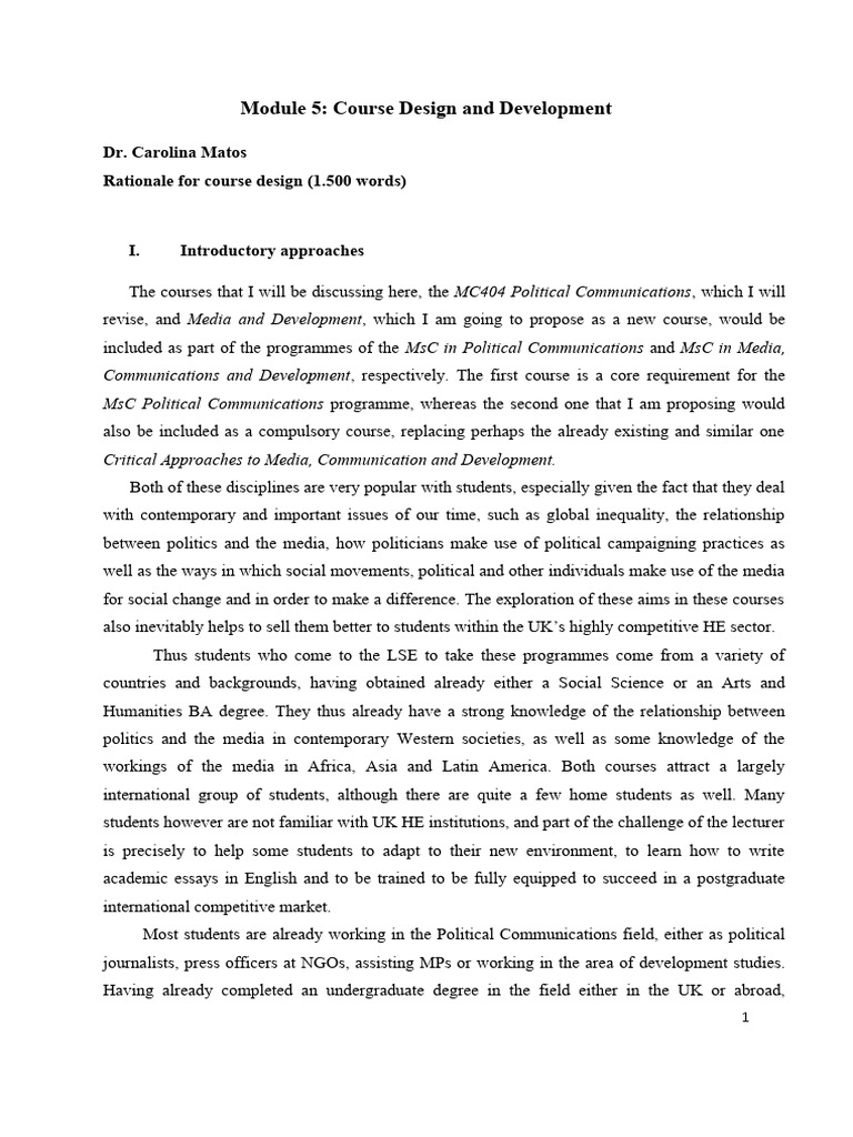 Course Design and Development | PDF | Lecture | Critical Thinking