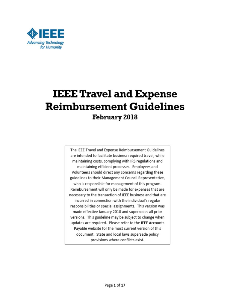 IEEE Travel Reimbursement Guidelines | PDF | Gratuity | Expense