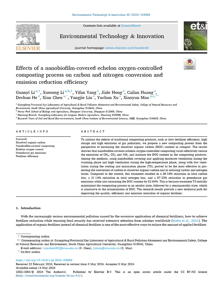 Nanobiofilm Composting: Emission Reduction | PDF | Fertilizer | Compost