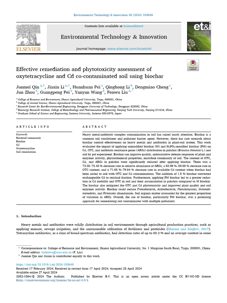 Effective Remediation and Phytotoxicity Assessment of - 2024 ...