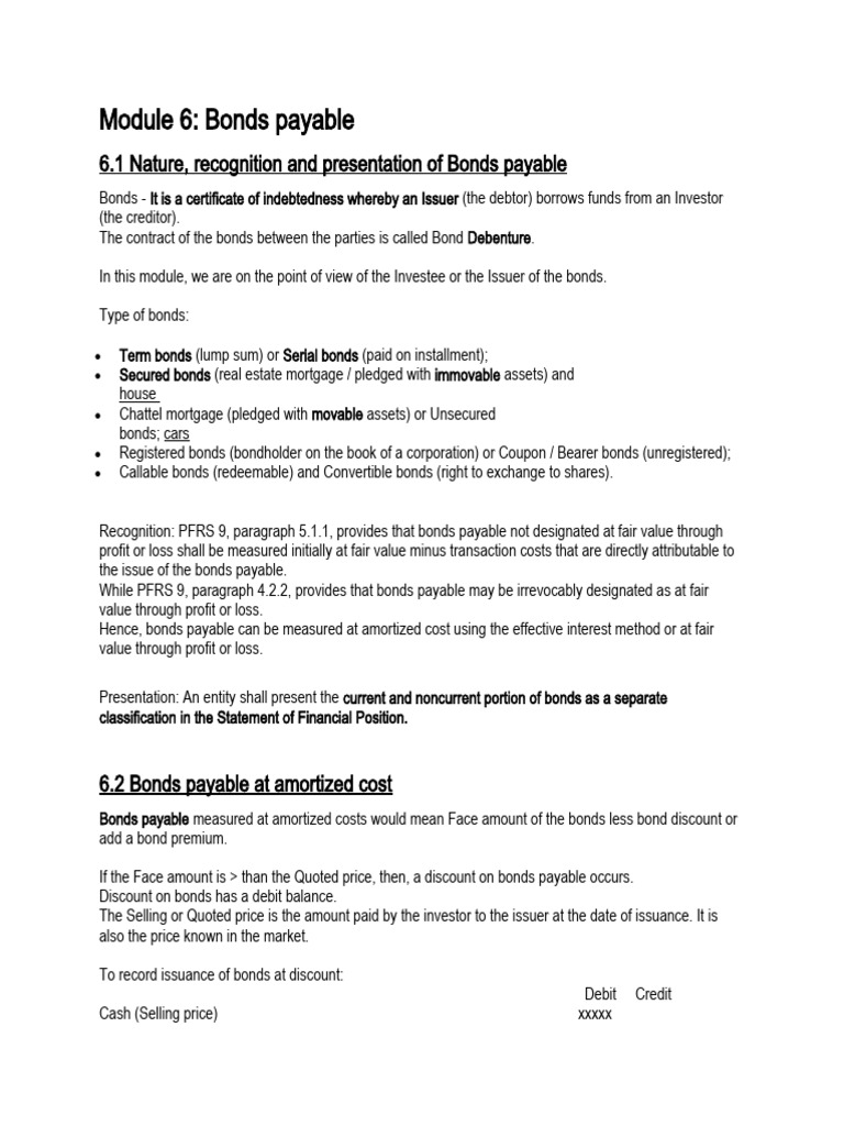 Intermediate Accounting Handouts Module-6 | PDF | Bonds (Finance) | Discounting