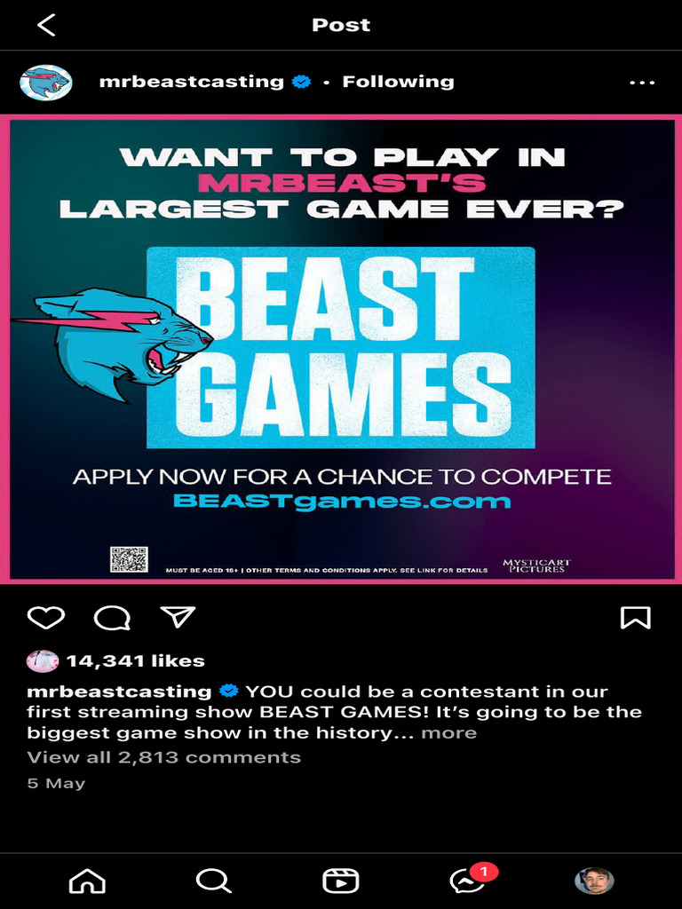 YOU could be a contestant in our first streaming show BEAST GAMES! It’s ...