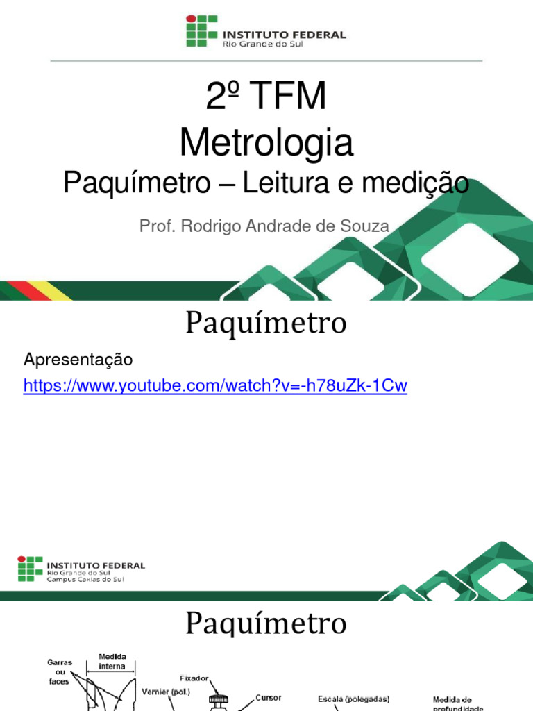 Aula 6 - Paquímetro e Leitura | PDF | Medição | Metro