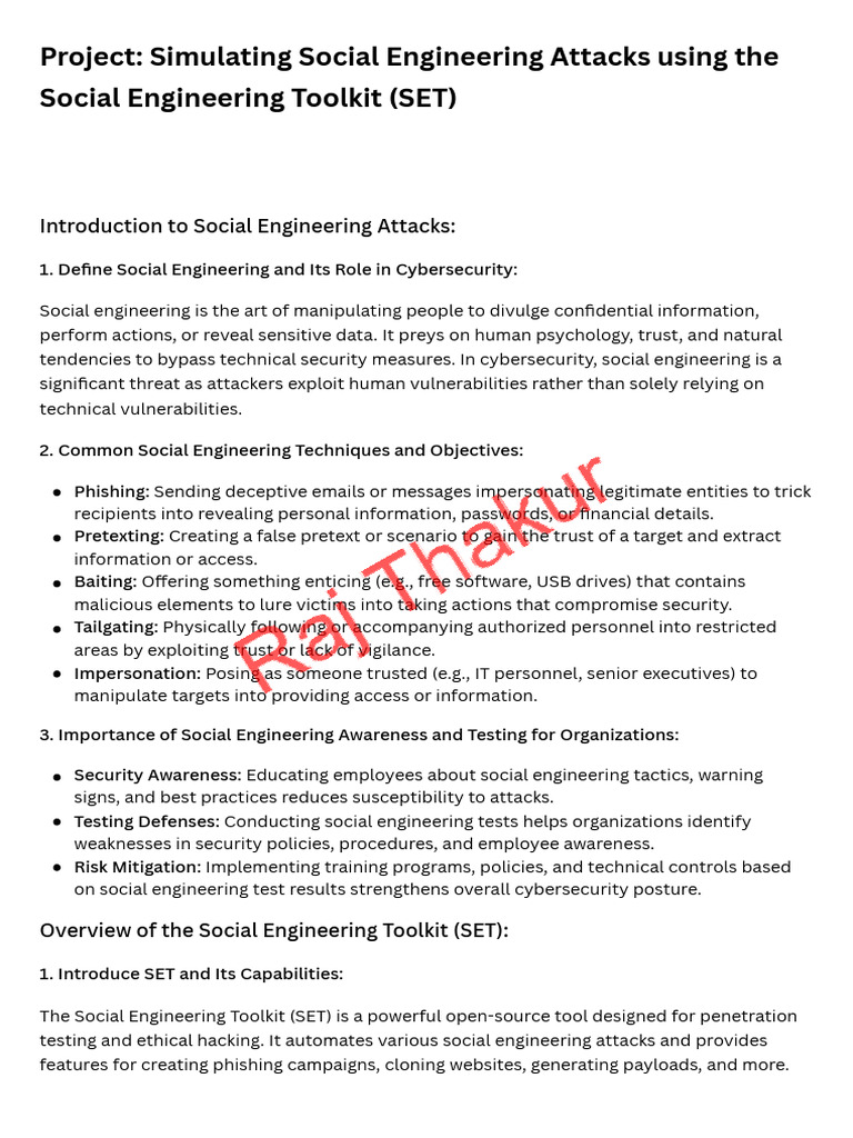 Project 5 Social Engineering Toolkit | PDF | Security | Computer Security