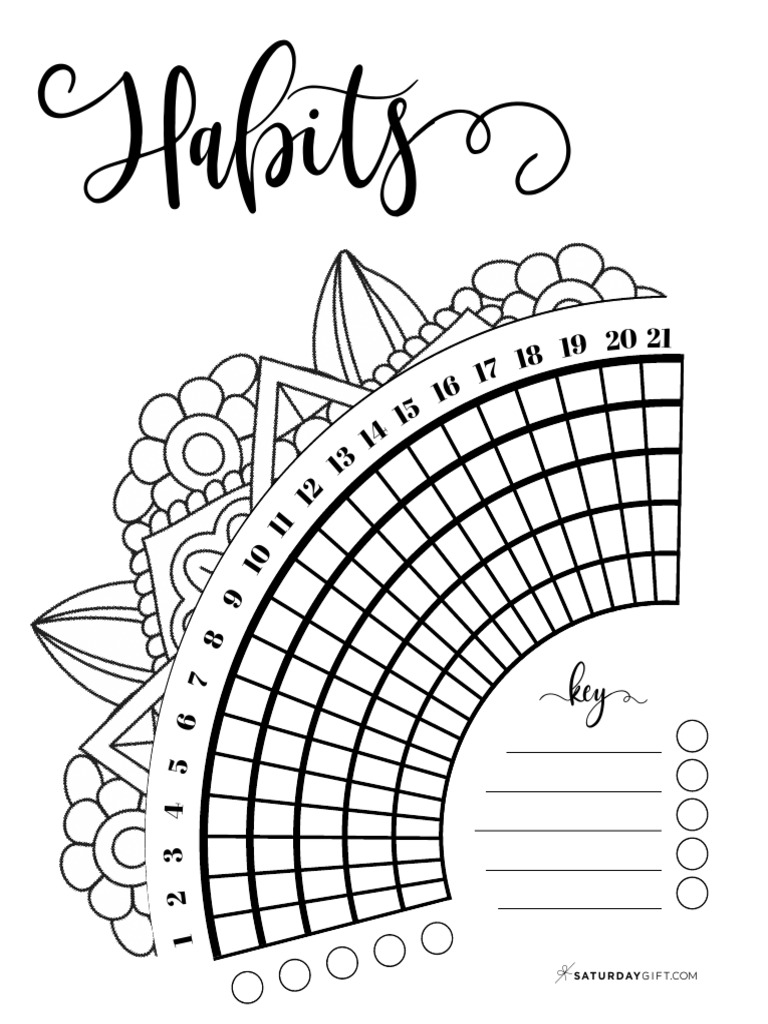 21-Day-Habit-Tracker-Mandala-printable-PDF-SaturdayGift | PDF