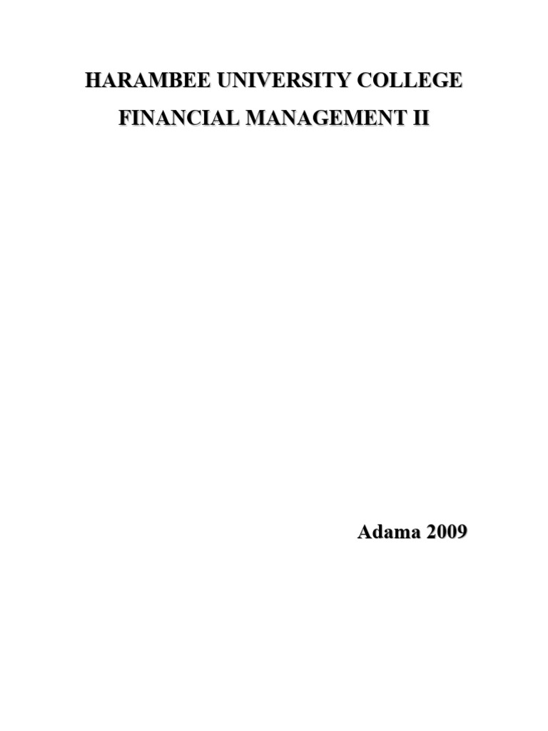 Financial Management II Module | PDF | Working Capital | Financial Capital