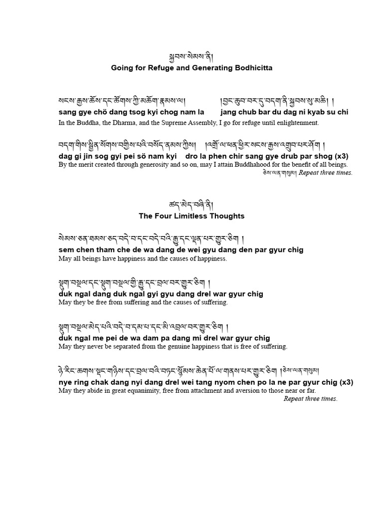 Prajna Paramita- Refuge Bodhicitta- Prayers & Dedication2023 | PDF