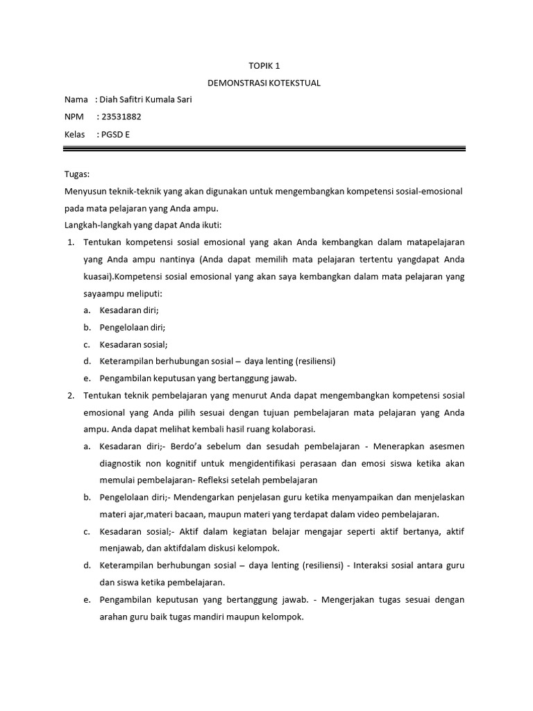 02.01.3-T1-5a Demonstrasi Kontekstual - Diah Safitri Kumala Sari - 23531882 | PDF