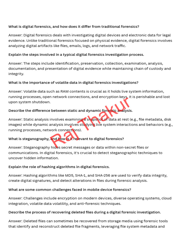 Cyber Forensic Interview Questions With Answers | PDF | Security | Computer Security