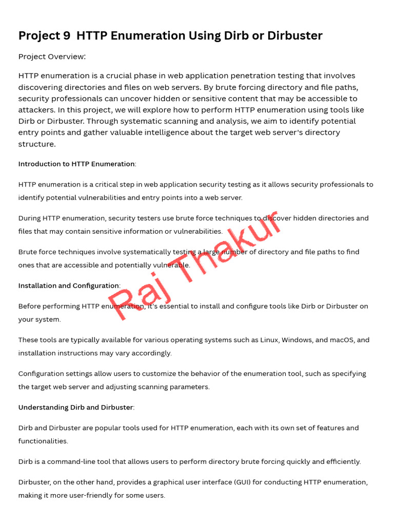 Project 9 HTTP Enumeration | PDF | World Wide Web | Internet & Web