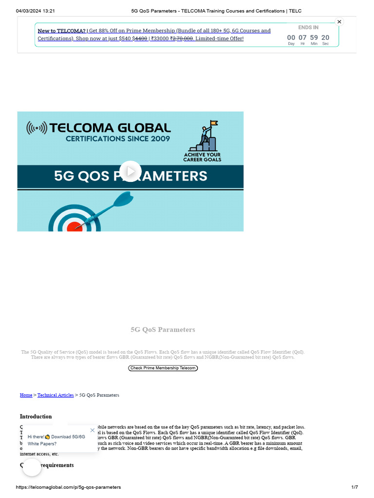 5G QoS Parameters - TELCOMA Training Courses and Certifications - TELC | PDF | Quality Of ...