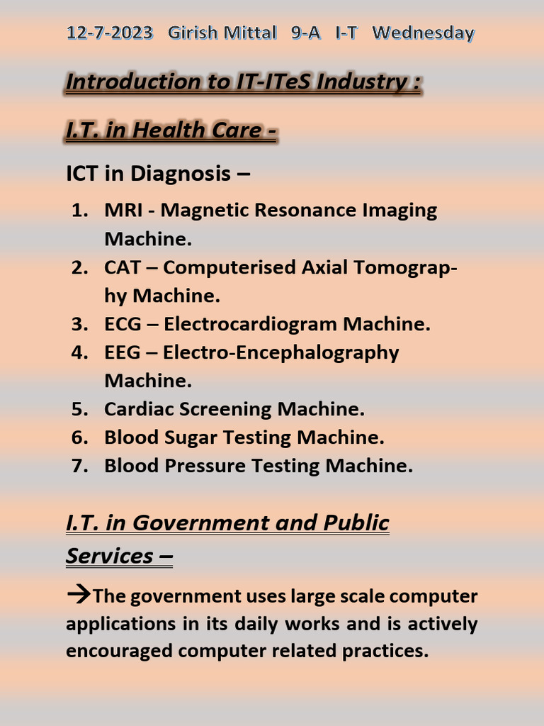 IT-ITeS in Healthcare and Governance | PDF | Technology & Engineering