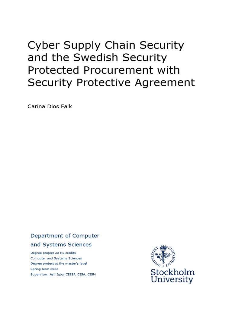 Cyber Supply Chain Security and The Swed | PDF | Computer Security ...