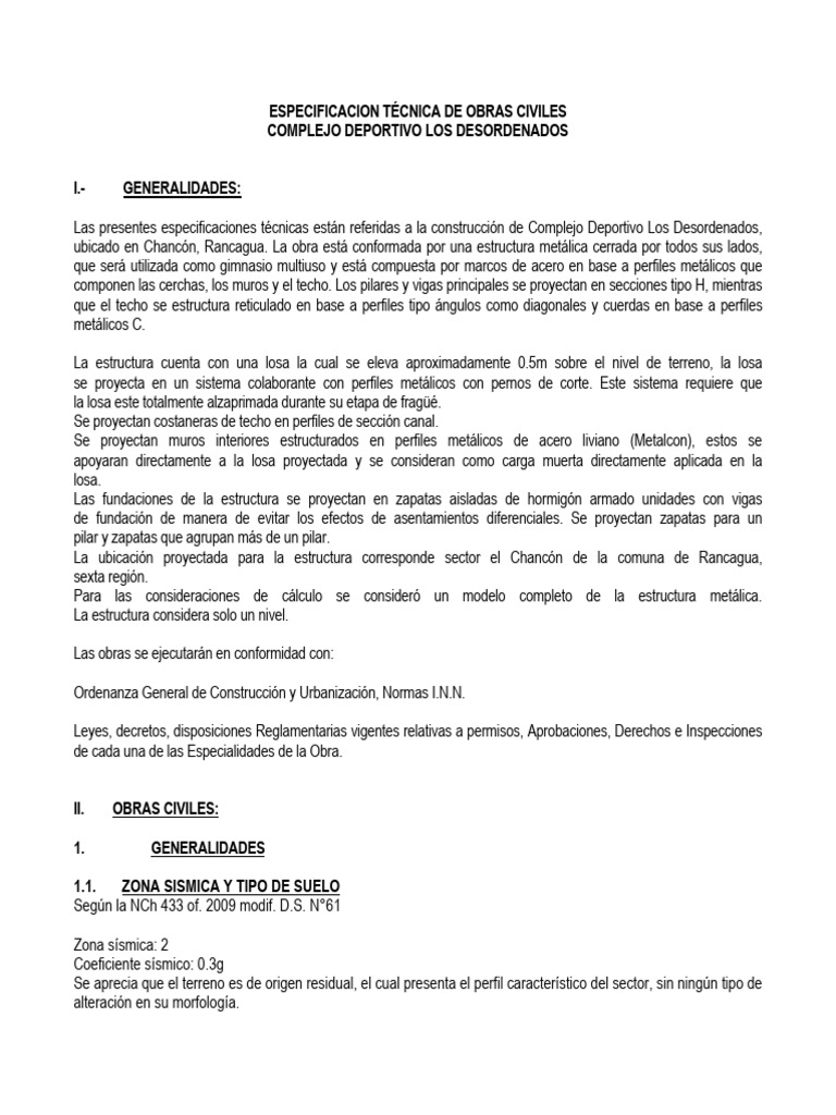 TRET - Anexo EETT Obras Civiles Mayo 2019v1 | PDF | Hormigón | Acero