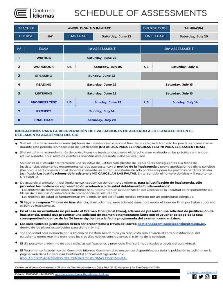 1.1. Dosage Planning of Class Session - 5HP - 1.3. SCHEDULE OF ...