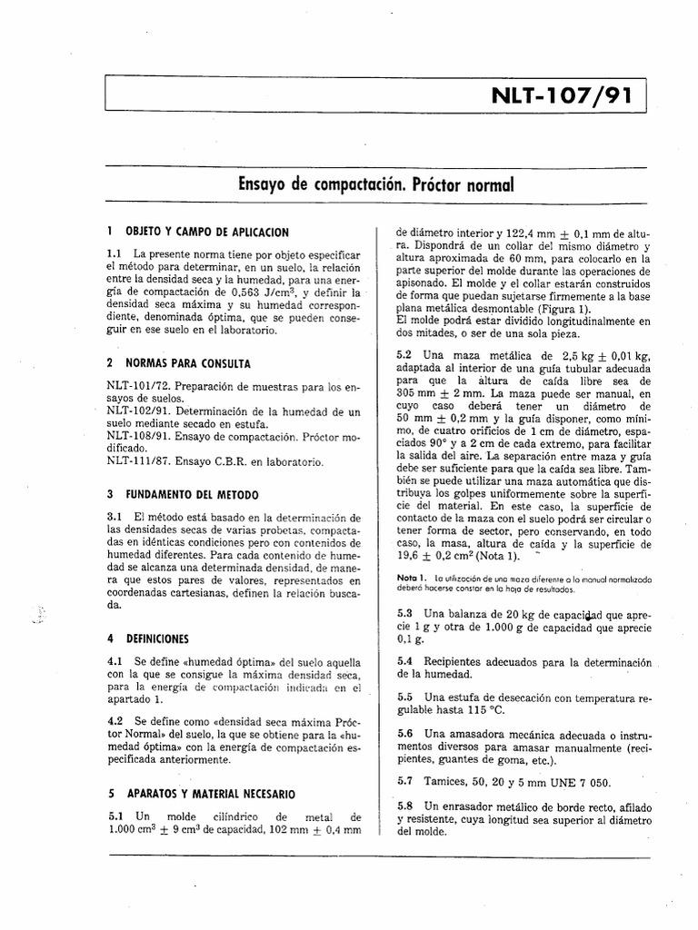 107 - 91b Ensayo de Compactacion Proctor Normal | PDF