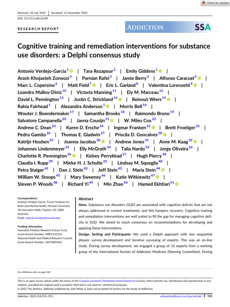 Cognitive Training for Substance Use Disorders | PDF | Learning ...