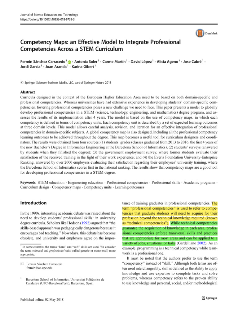 Competency Maps for STEM Education | PDF | Curriculum | Methodology