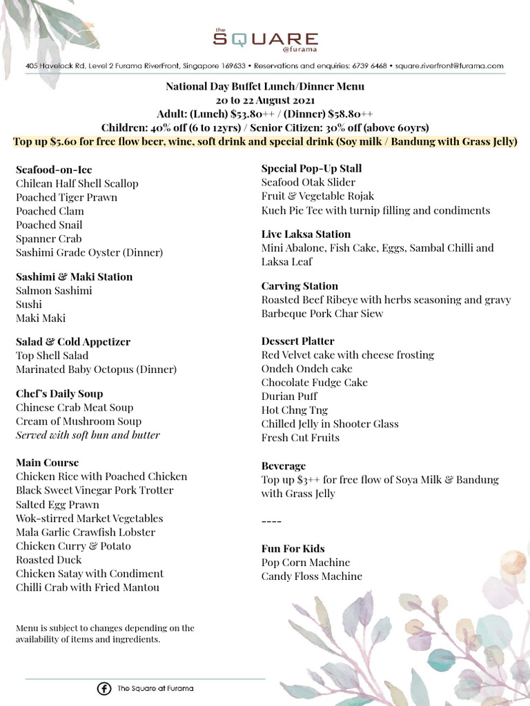 National Day Buffet Menu 2021 | PDF