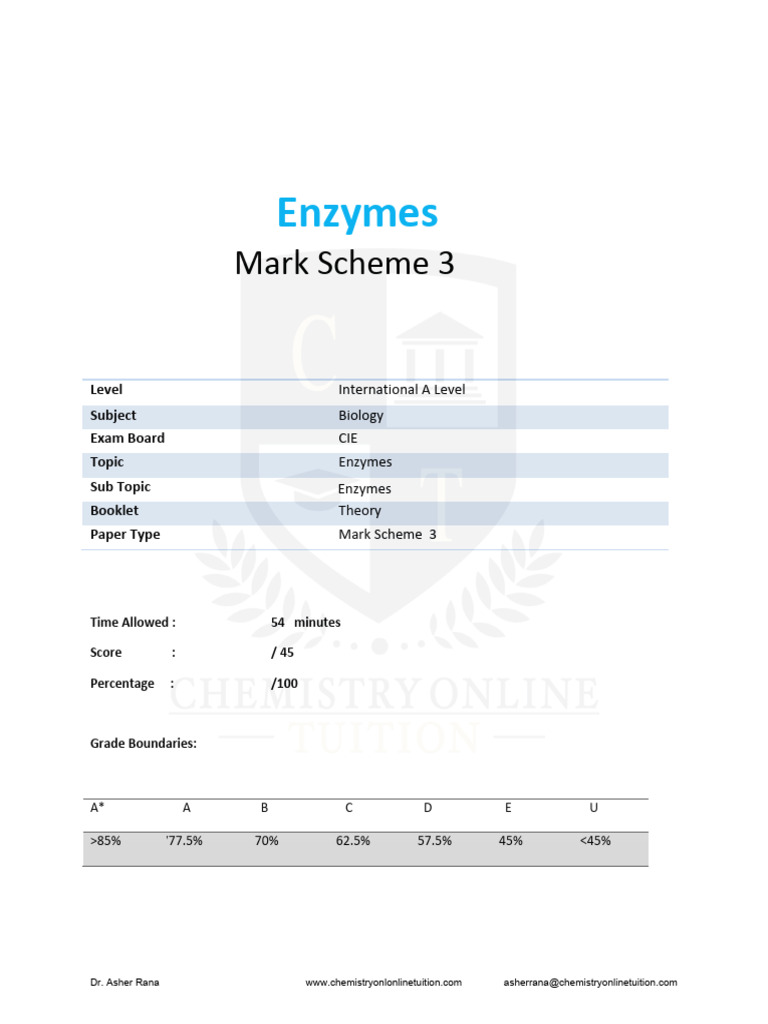 6.3-Enzymes-CIE-IAL-Biology-MS-Theory-unlocked | PDF | Student Assessment And Evaluation ...