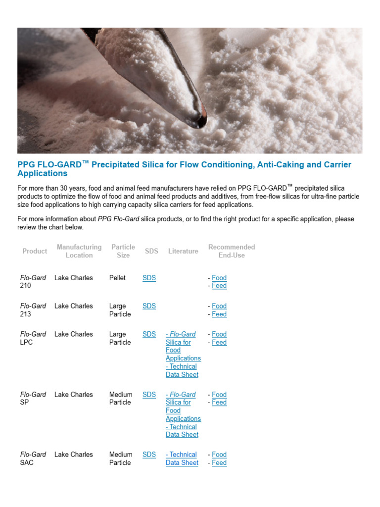 Flo-Gard _ PPG Silica Products | Download Free PDF | Materials