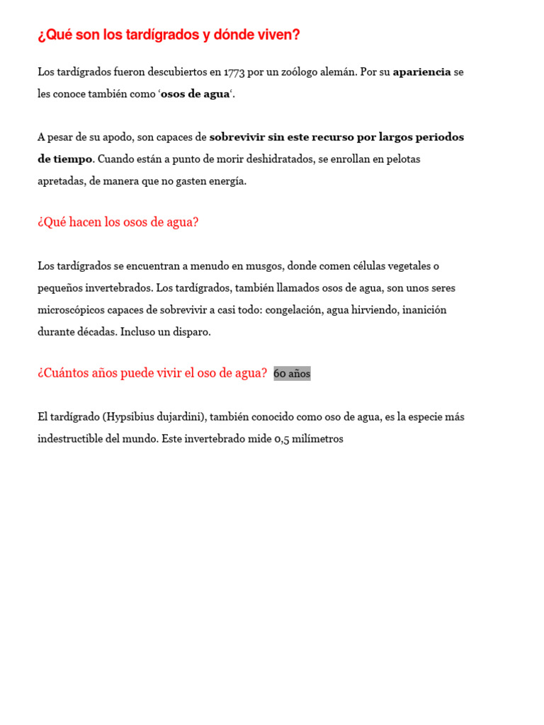 Qué Son Los Tardígrados | PDF
