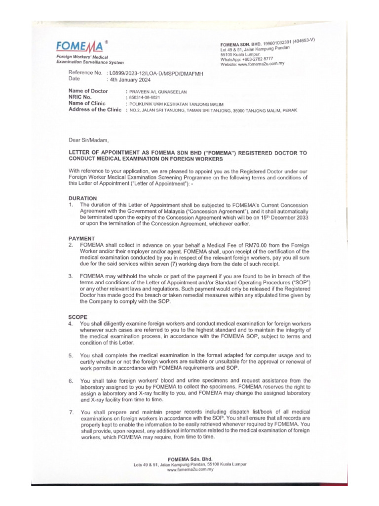 Foreign Workers' Medical Fomema | PDF