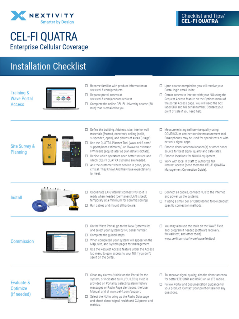 Quatra Installation Checklist | PDF | Cable Television | Internet