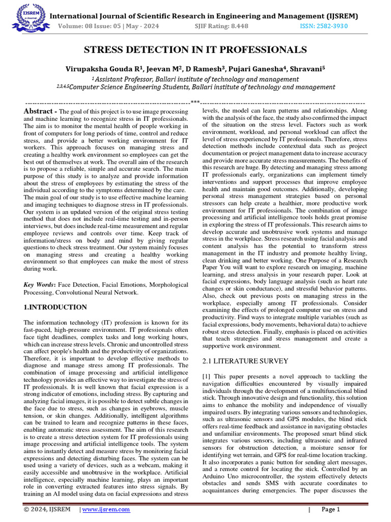 Stress Detection in It Professionals | PDF | Machine Learning ...