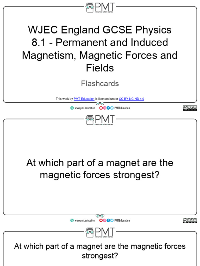 Flashcards - 8.1 Permanent and Induced Magnetism, Magnetic Forces and ...