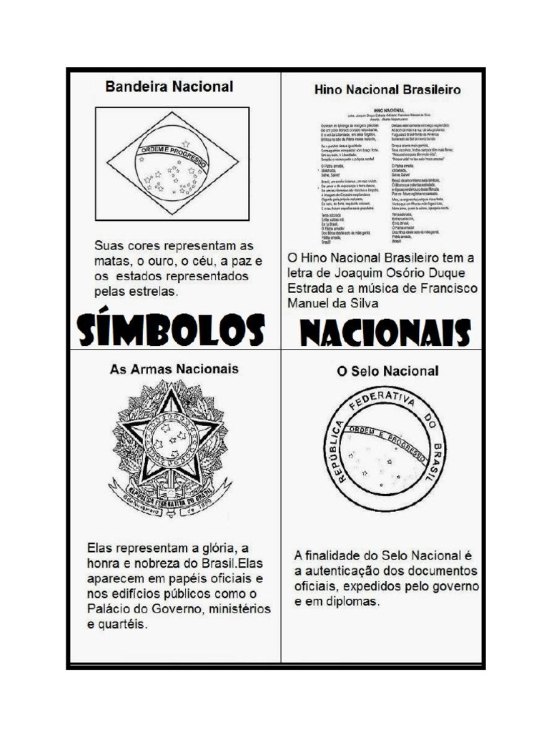 Simbolos Nacionais Brasileiros para Colorir e Colar No Caderno | PDF
