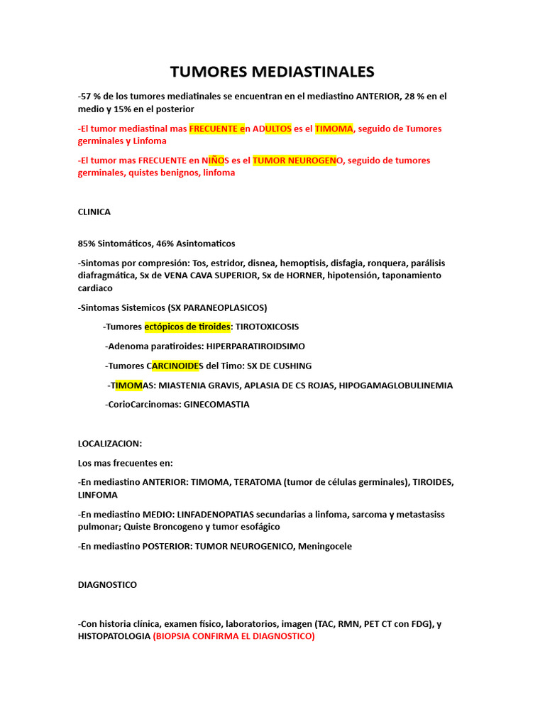 Cancer de Pacnreas y Tumores Mediastino | PDF | Neoplasias | Metástasis