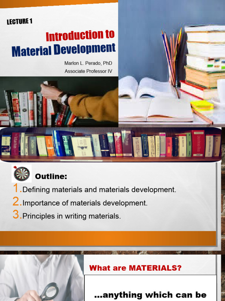 LECTURE 1 Materials Development | PDF | Teachers | Learning