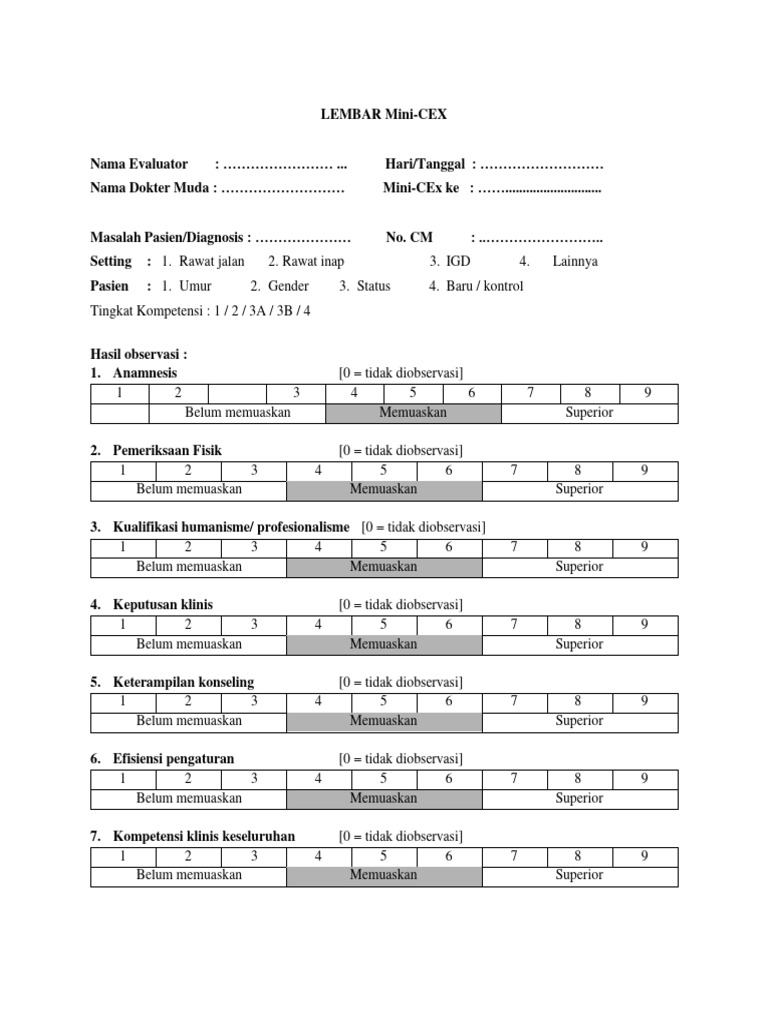 LEMBAR Mini CEx | PDF
