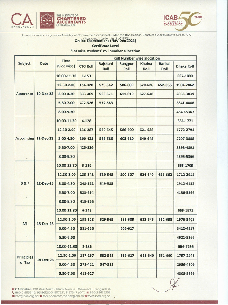 1529slot Wise Students Roll Allocationnov-Dec | PDF | Financial ...