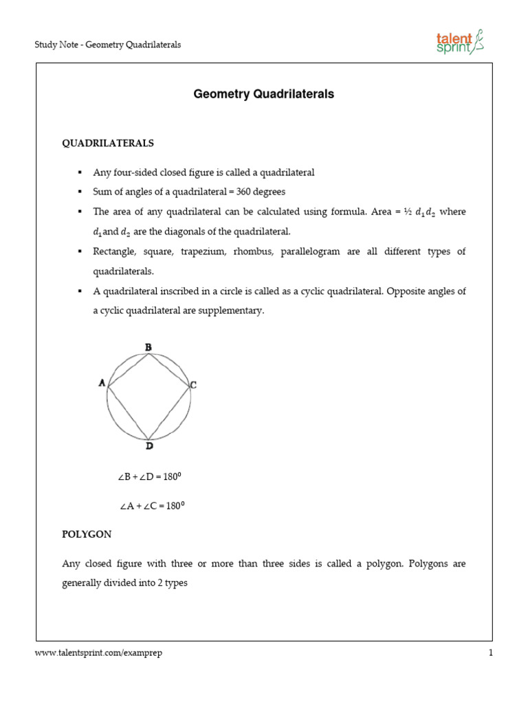 Geometry Quadrilaterals Guide | PDF | Polygon | Convex Geometry
